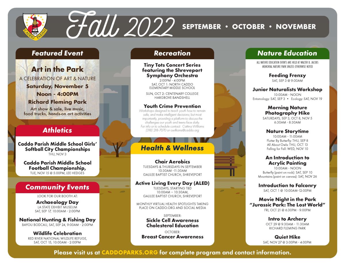 Caddo Parish Parks and Recreation Announces Fall 2022 Programs and ...