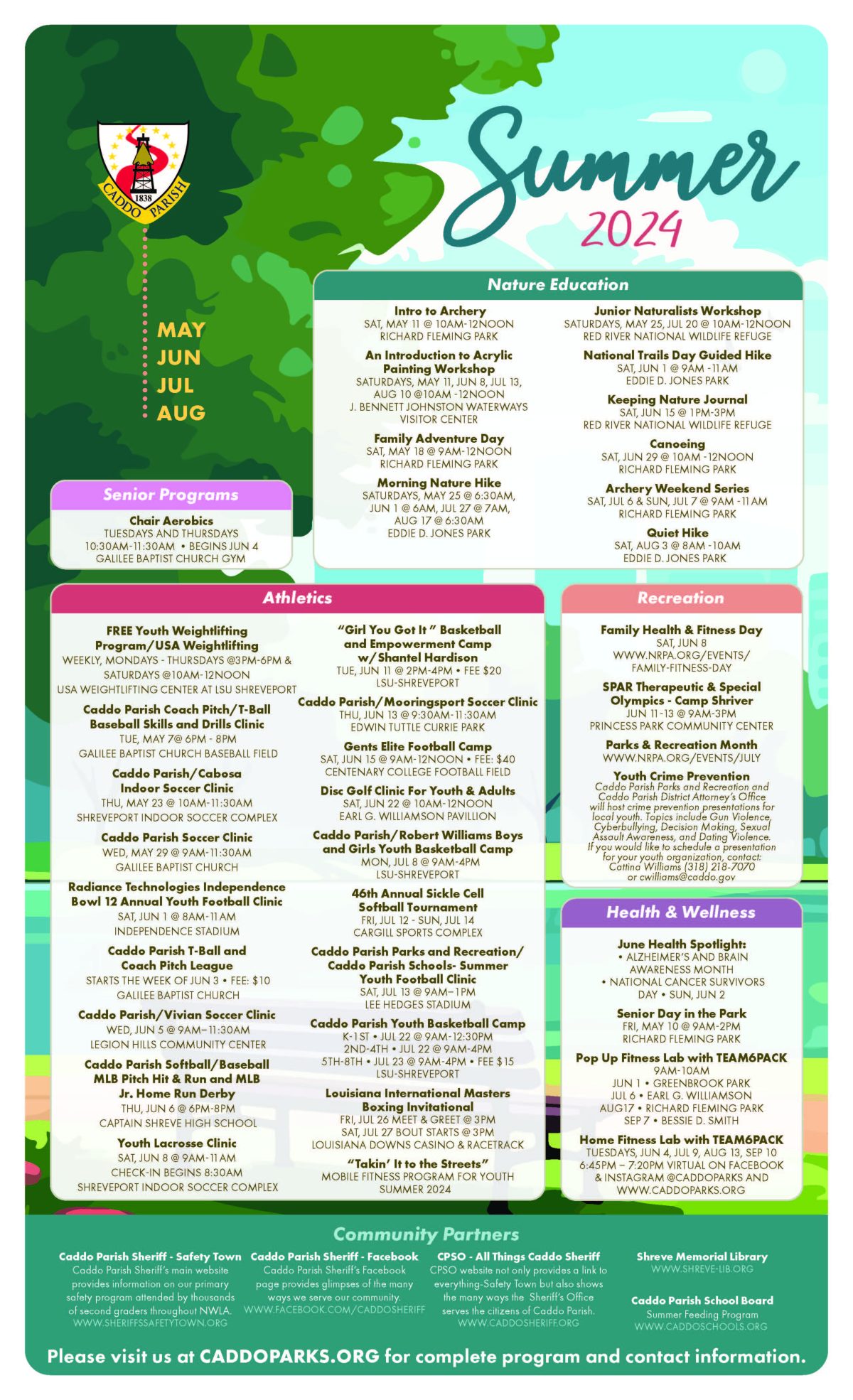 CADDO PARISH PARKS & RECREATION RELEASES SUMMER 2024 PROGRAM GUIDE | Caddo Parish